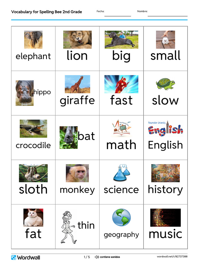 Spelling Bee Vocabulary for 2nd Grade | PDF