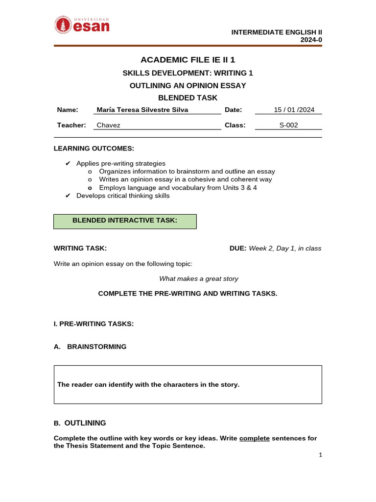 Af Ie Ii 1 Blended Task 2024-0 | PDF | Essays | Paragraph