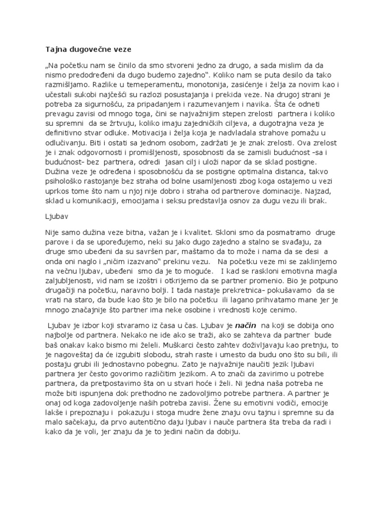 Ljubav Nije Dovoljna-Tajne Dugovečne Veze | PDF