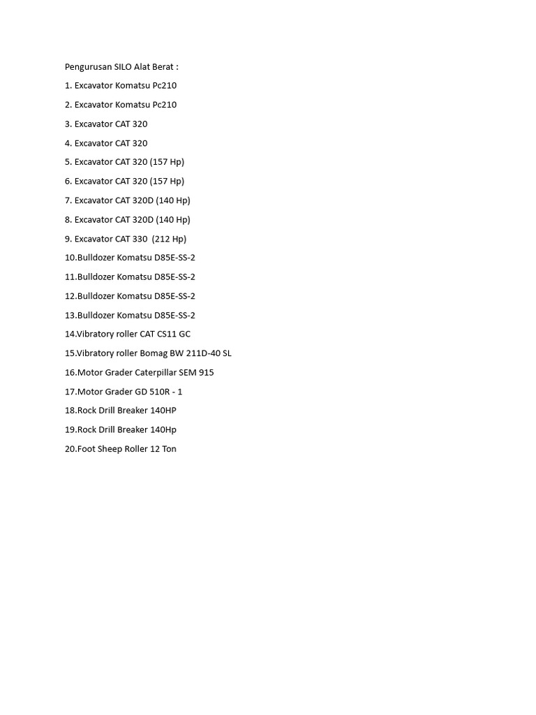 Pengurusan SILO Alat Berat | PDF