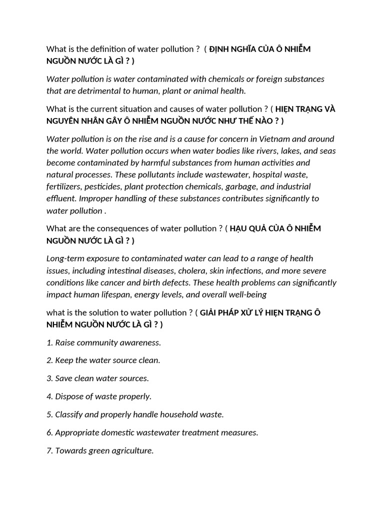 What Is The Definition of Water Pollution | PDF