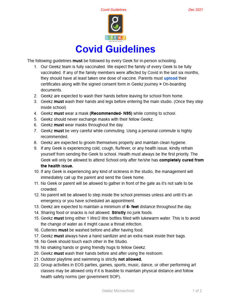 Covid Guidelines & Consent Form | PDF | Vaccination | Public Health