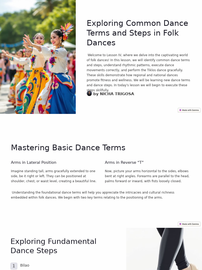 Exploring-Common-Dance-Terms-and-Steps-in-Folk-Dances | PDF | Dances | Arm