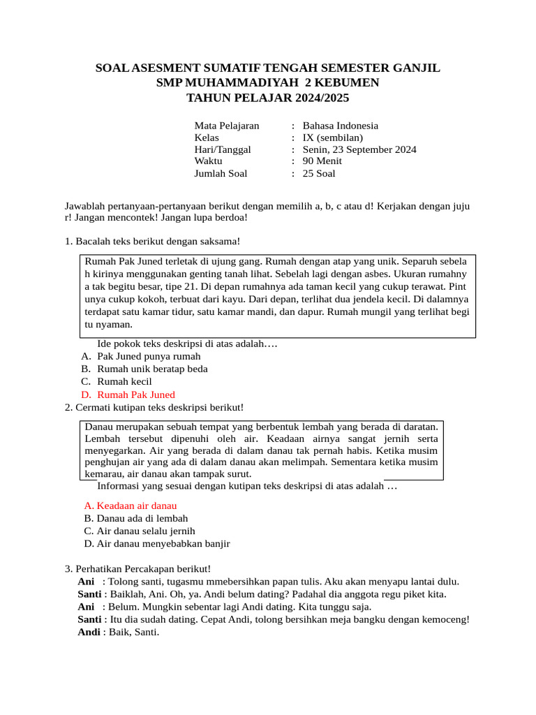 SOAL ASAS KELAS IX - Fix | PDF