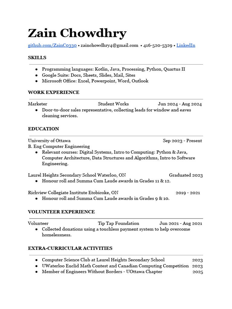 Resume - Zain Chowdhry | PDF