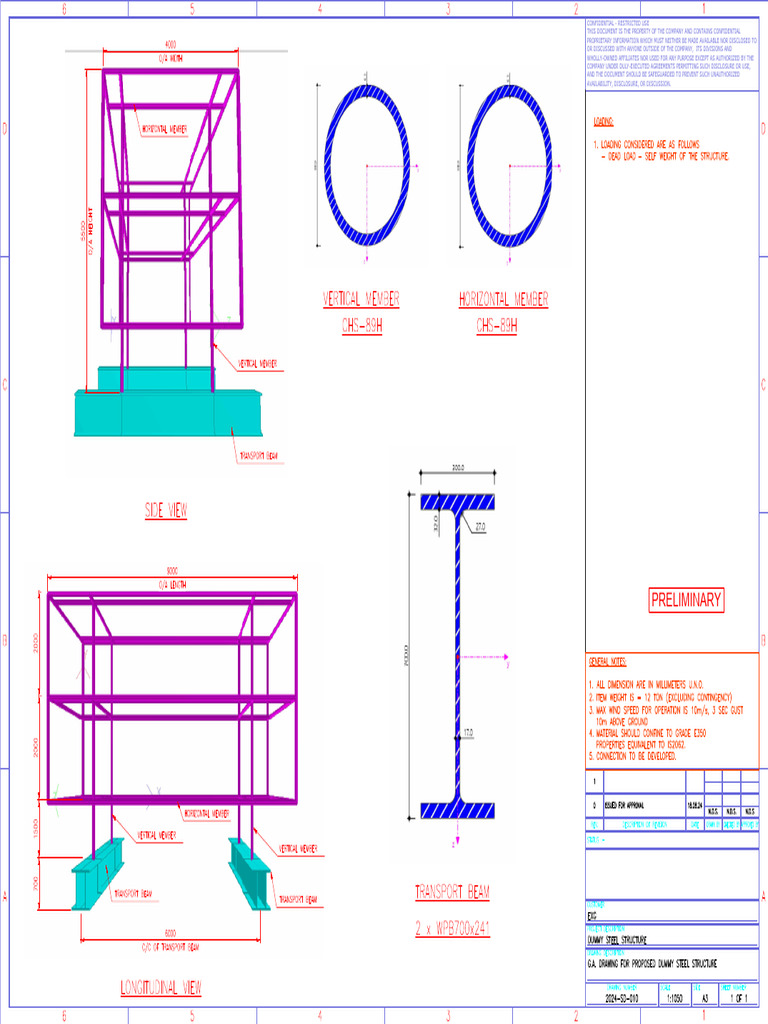 2024-SD-010-R0 (G.a. DWG - For Dummy Steel Structure) | PDF