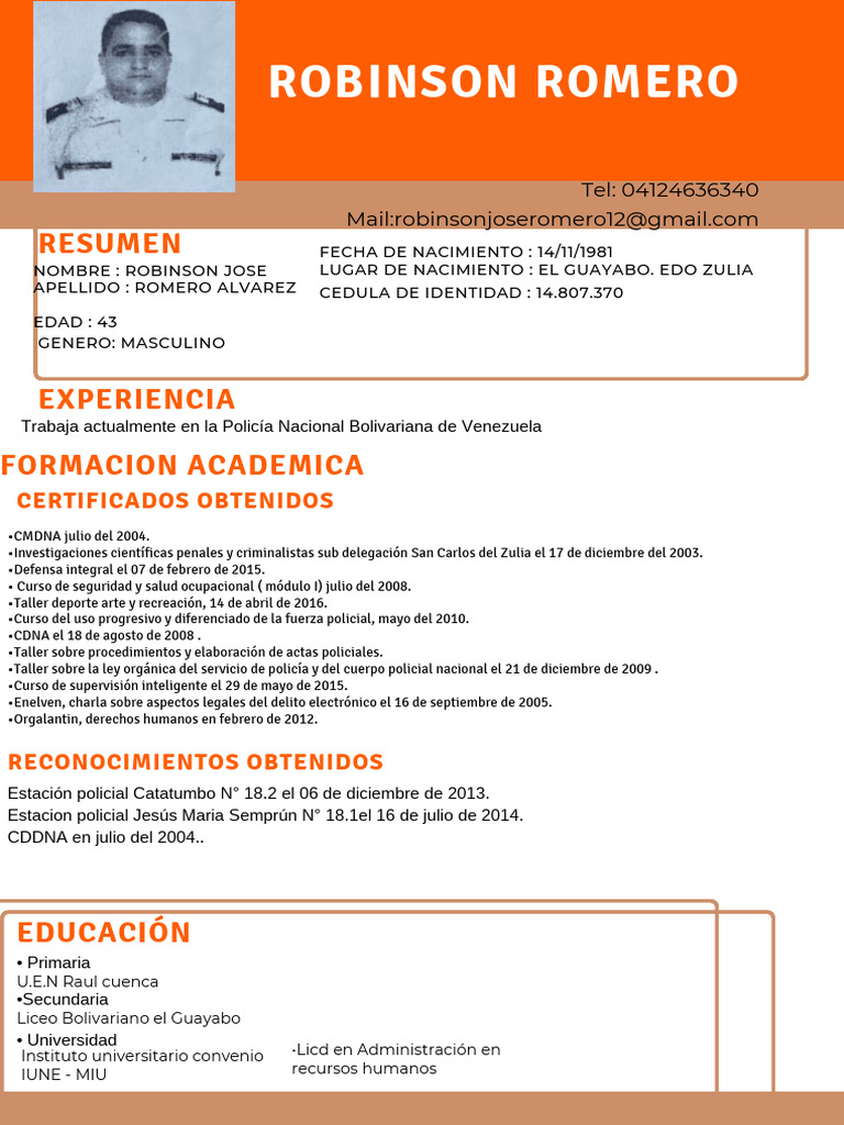 Curriculum Vitae A4 Formal Simple Naranja.pdf | PDF