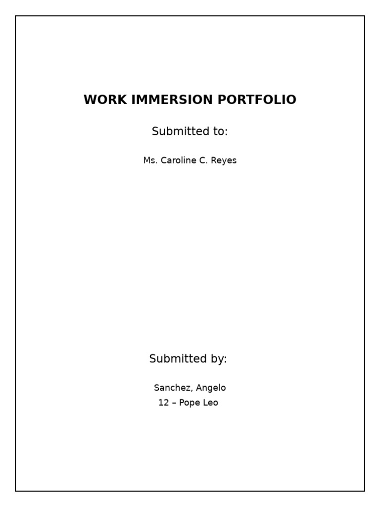 Work Immersion Portfolio | PDF