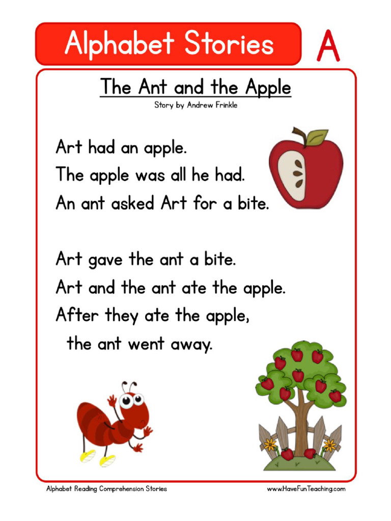 Reading Comprehension - Alphabet Stories | PDF