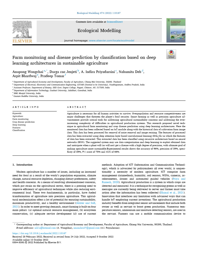 Farm Monitoring and Disease Prediction by Classification Based On Deep Learning Architectures in ...