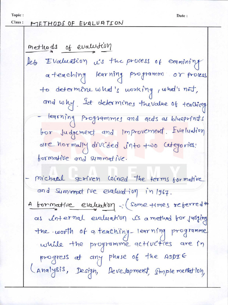 Methods Of Evaluation | PDF