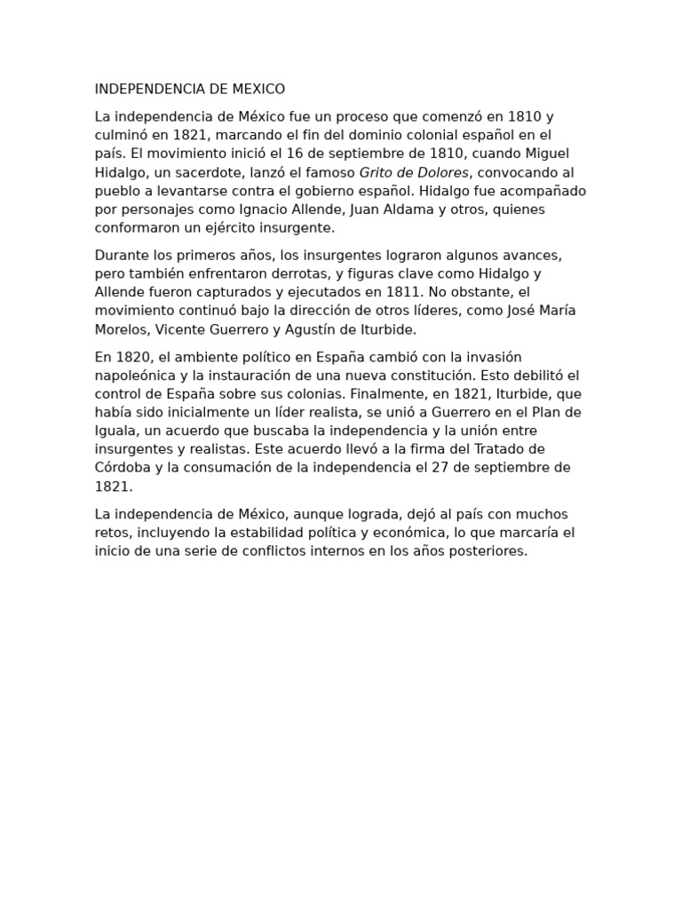 Proceso de Independencia de México | PDF