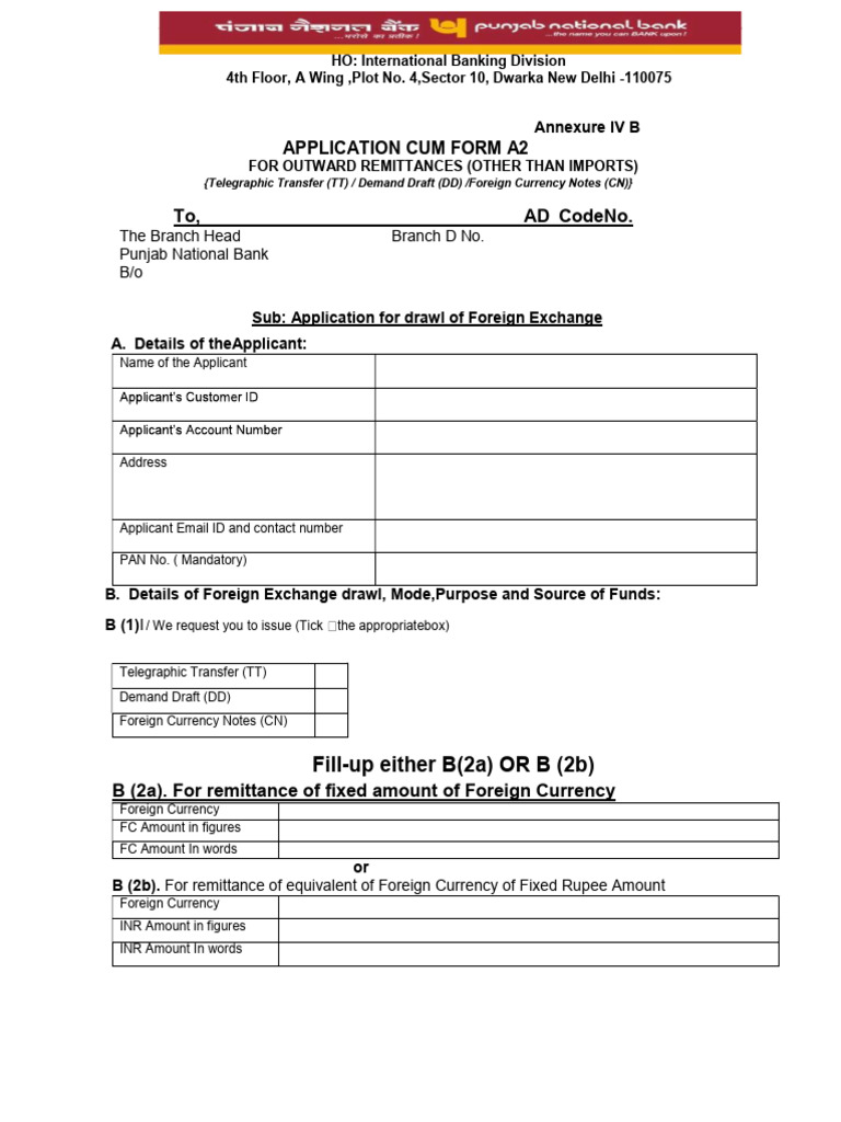 Form A2 - Out - Rem - Other - Than - Imports | PDF | Banks | Insurance