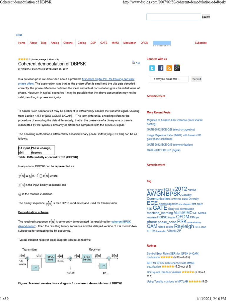 Coherent Demodulation of DBPSK | PDF | Modulation | Telecommunications ...