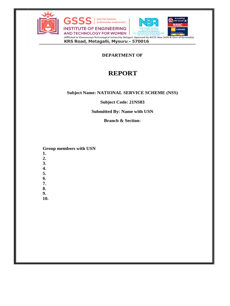 NSS Report Format - 21 Scheme | PDF