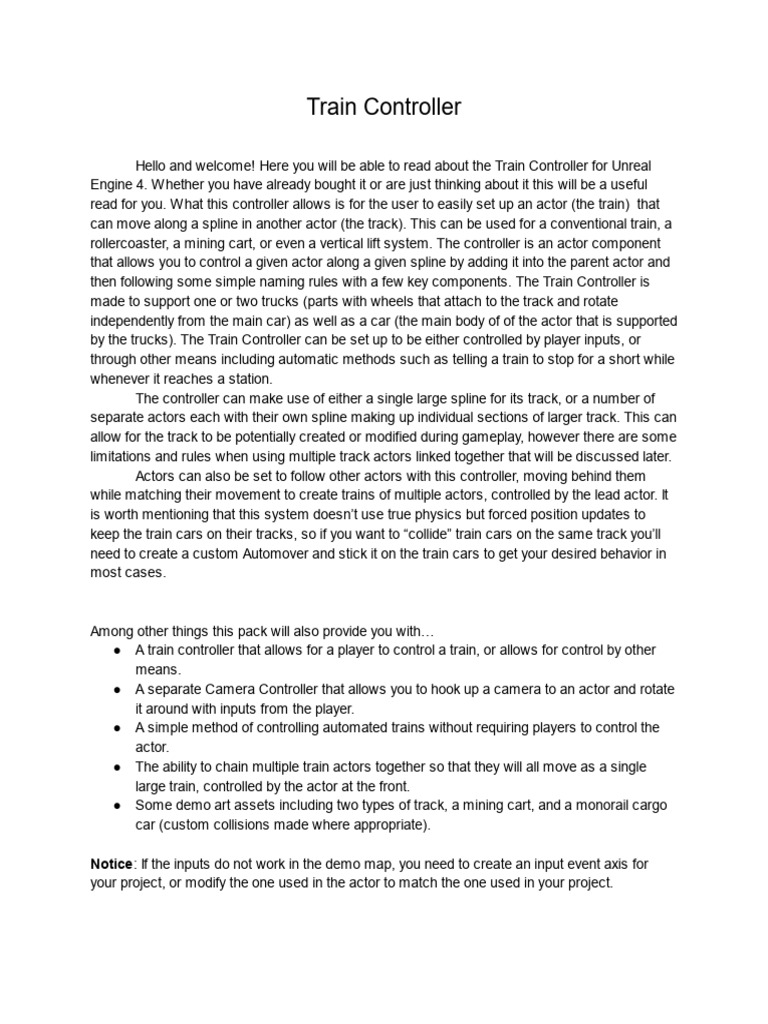 Train Controller Documentation | PDF | Train | Truck