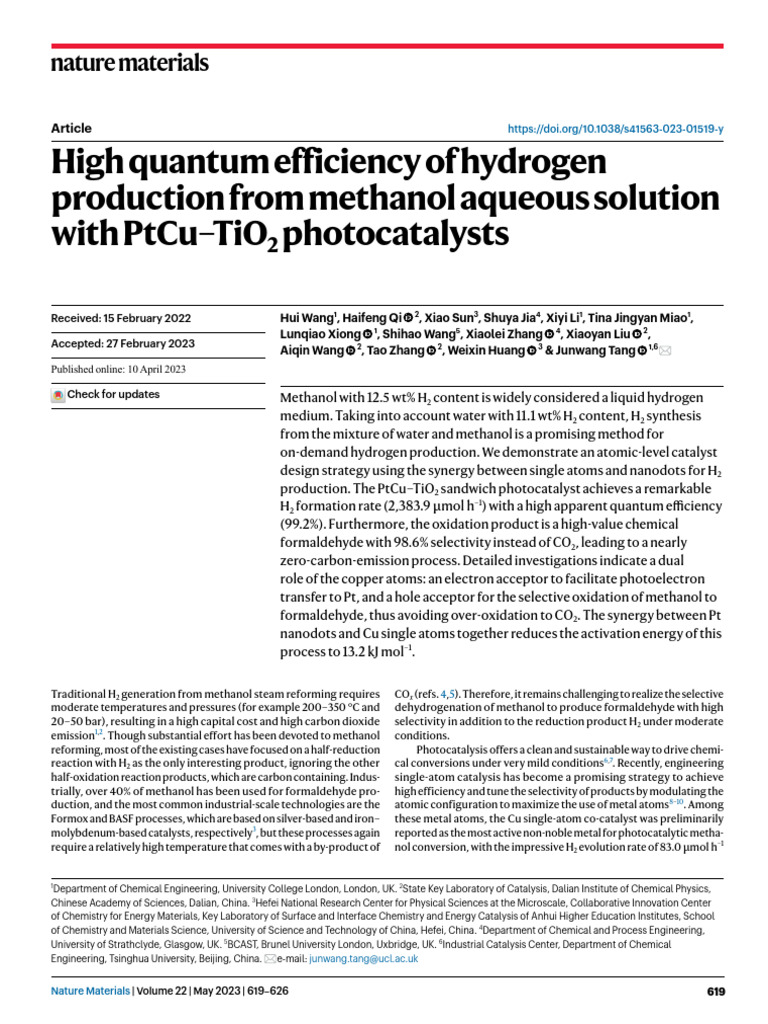 High_quantum_efficiency_of_hyd | PDF | Titanium Dioxide | Catalysis