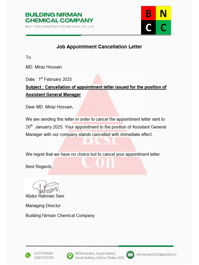 Appointment Cancellation Notice | PDF