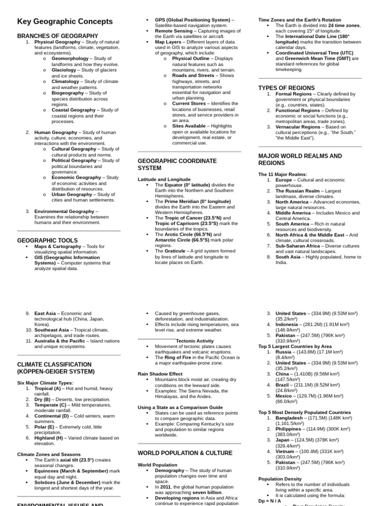 Key Concepts in Geography and Climate | PDF | Geography | Tropics