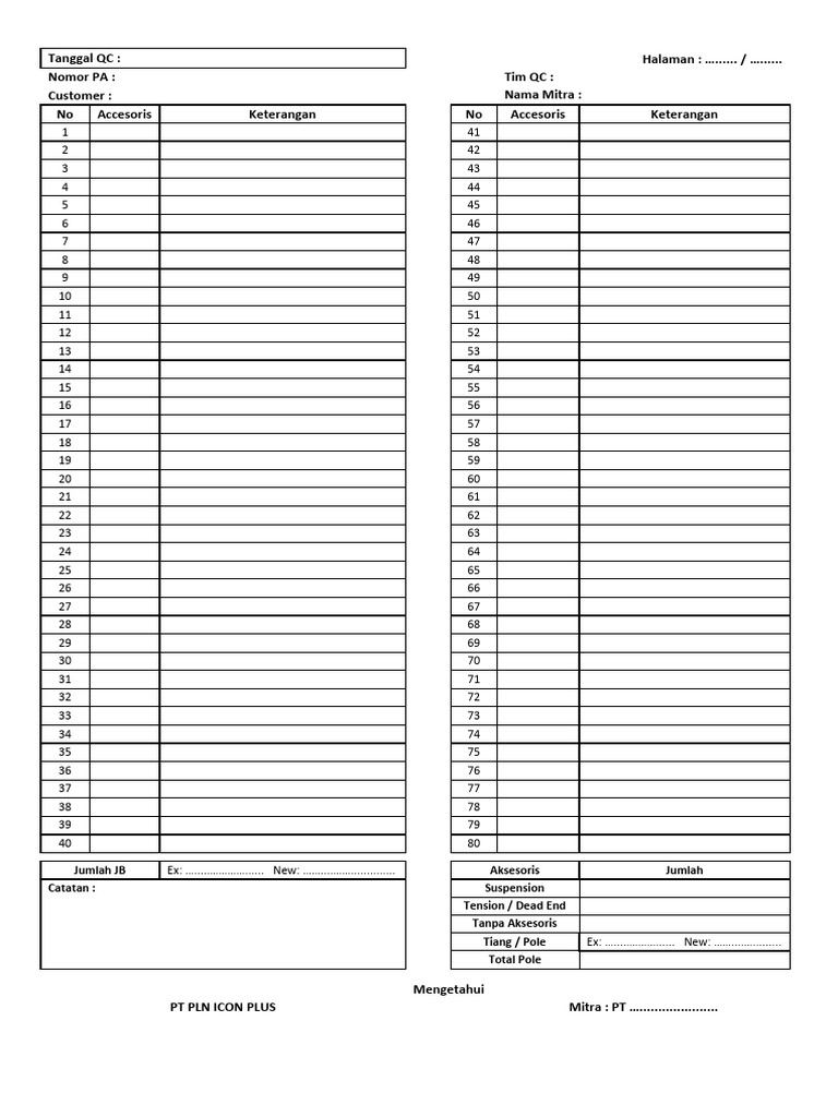 !!!Template Form QC 2024 | PDF