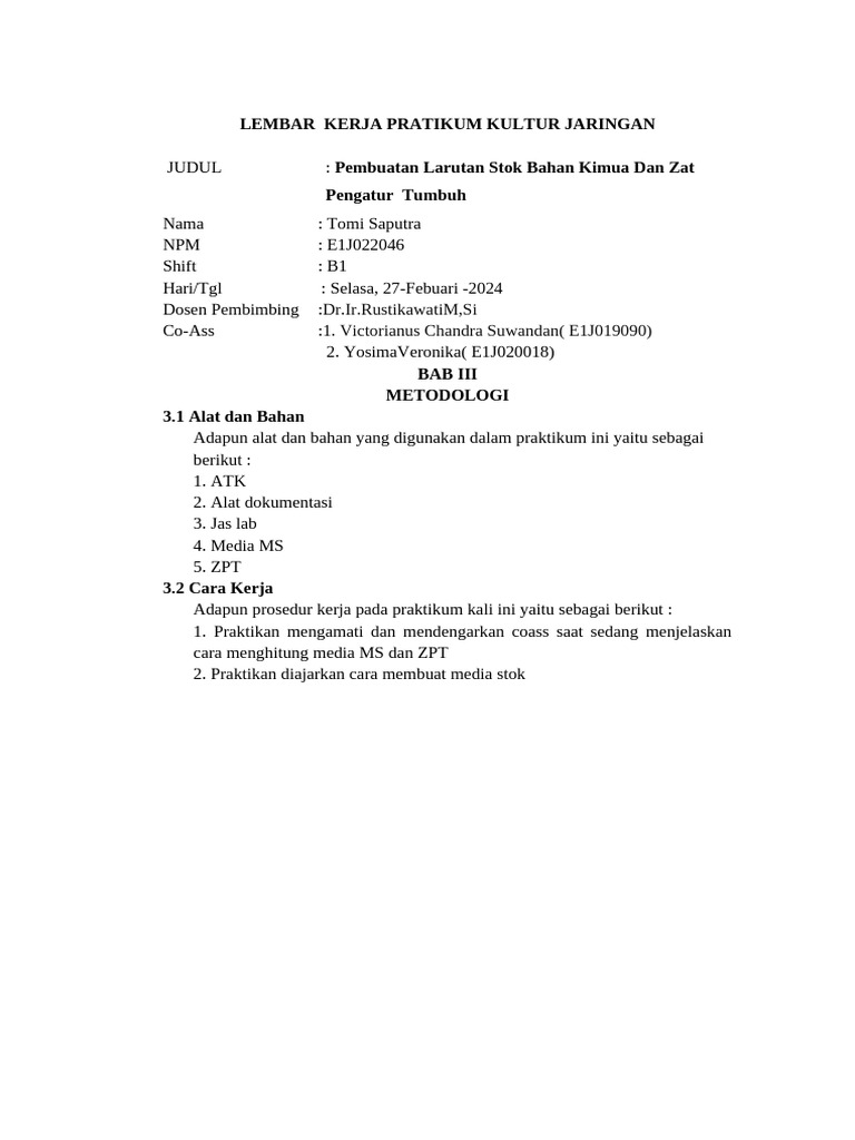 Laporan Kuljar 3 TOMI. | PDF