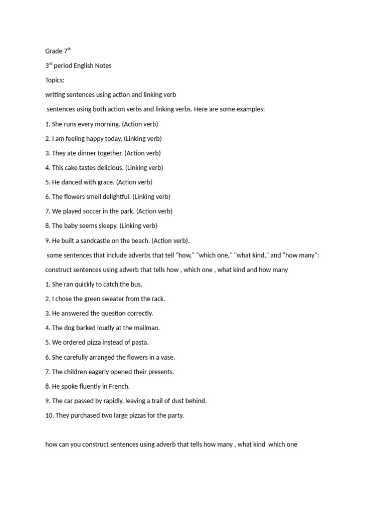 Grade 7th English Note | PDF | Adjective | Grammatical Number