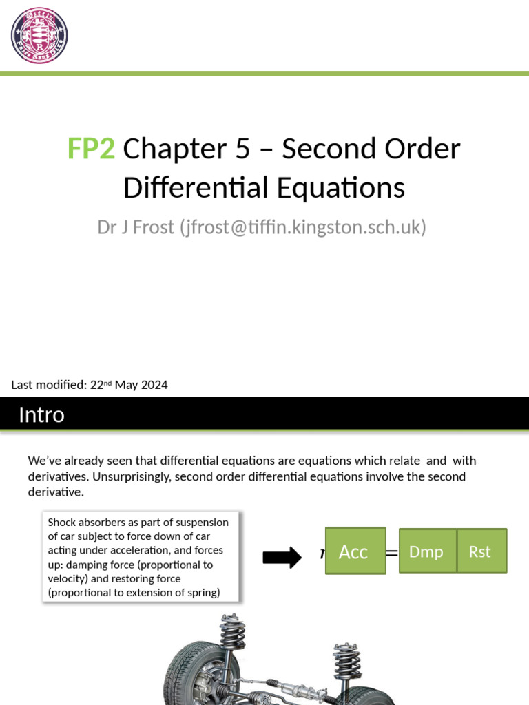 Second Order Differential Equations Guide | PDF | Ordinary Differential Equation | Equations