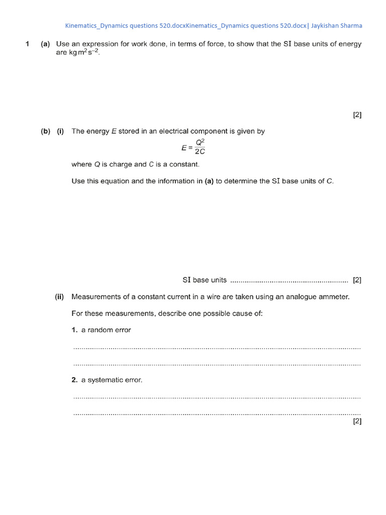 Kinematics_Dynamics questions 520 | PDF