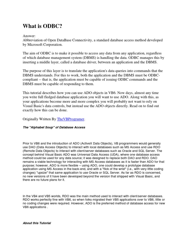 What Is ODBC | PDF | Microsoft Access | Databases