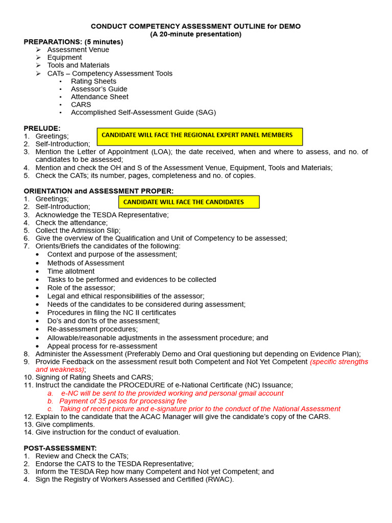 Competency Assessment Guide | PDF