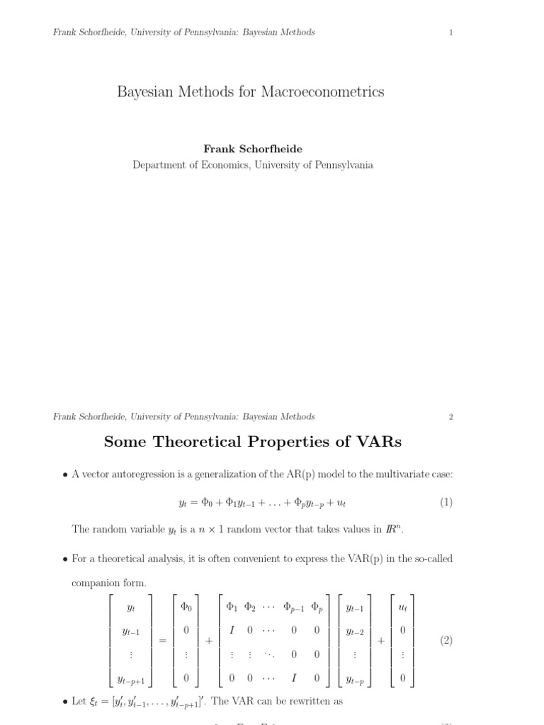 Var Properties and Likelihood | PDF | Vector Autoregression | Matrix (Mathematics)