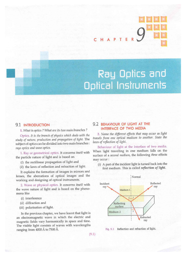 Ray Optics Note | PDF | Optics | Mirror