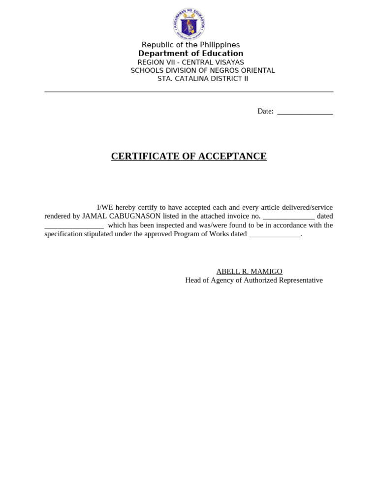 Inspection and Acceptance | PDF