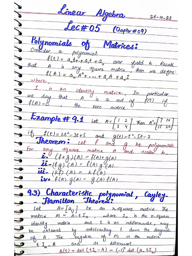 Linear Algebra (Lec 05) | PDF