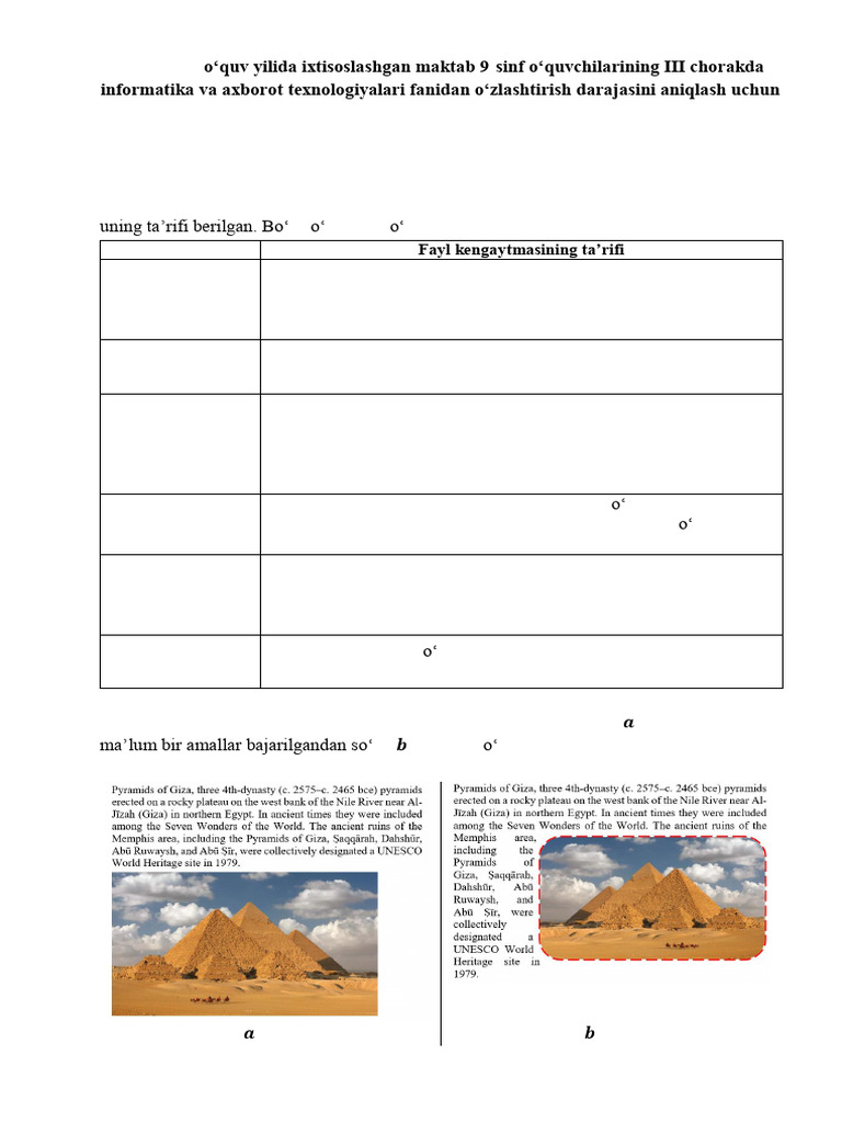 9-Sinf 3-BSB 2-Variant 3-Chorak Uz | PDF