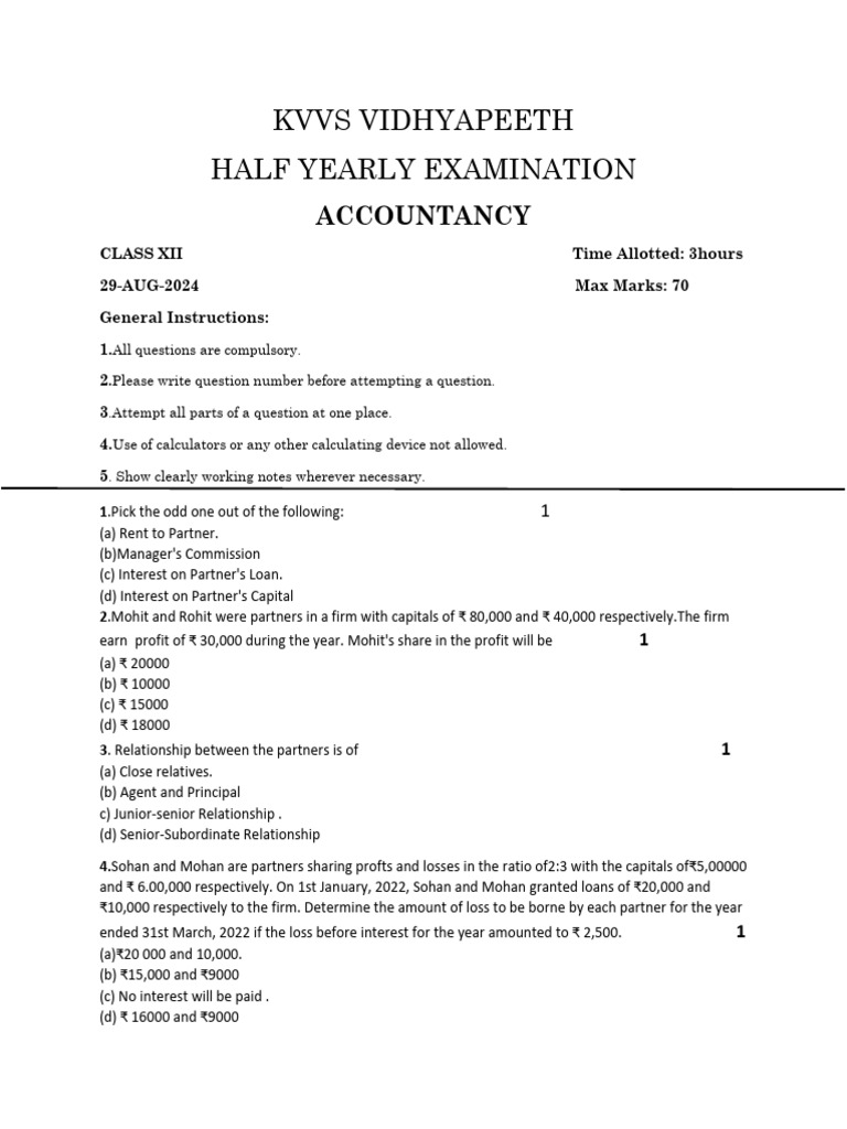 Class 12 Accountancy Cbse | PDF | Goodwill (Accounting) | Partnership