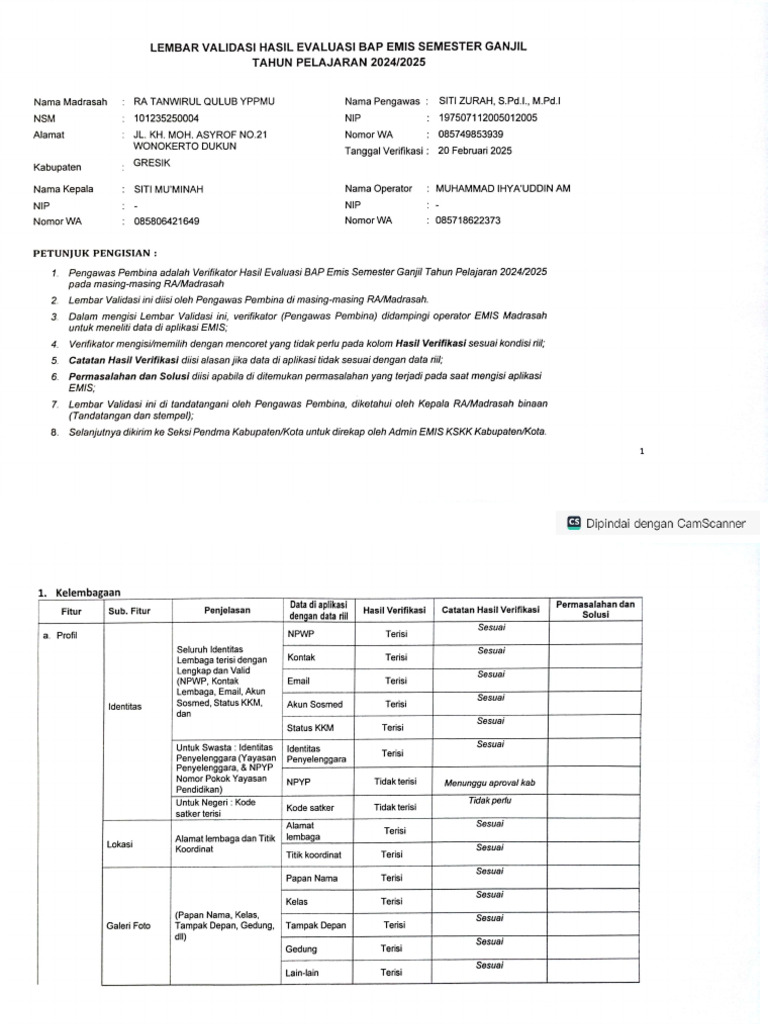 Berkas Validasi Bap Emis | PDF