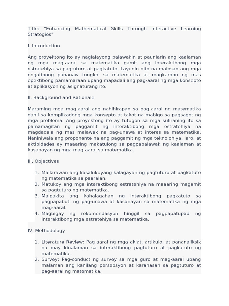 Project Proposal in Math | PDF