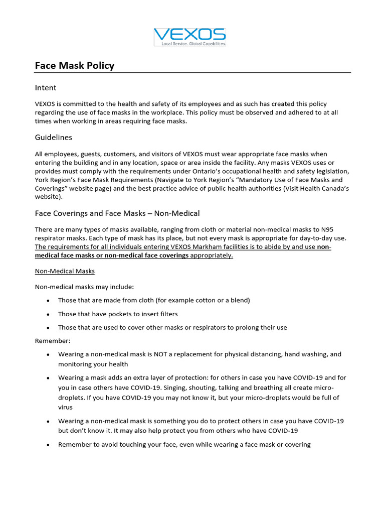 20-VEXOS Face Mask Policy - 2020-2021 | PDF