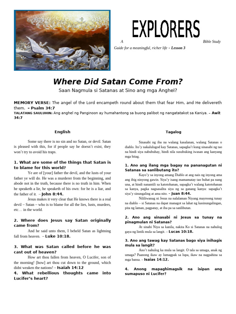 Lesson 3 Where Did Satan Come From | PDF | Satan | Serpents In The Bible