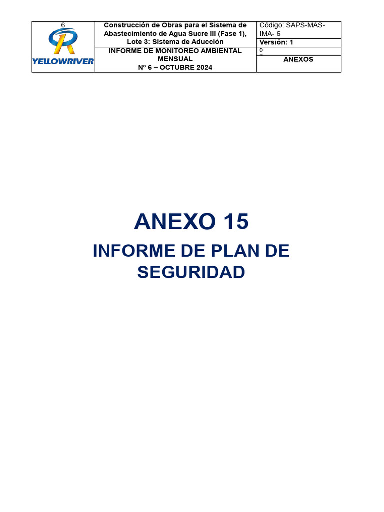Informe Mensual de Seguimiento a Plan de Seguridad Octubre 1 | PDF | Seguridad y salud ...