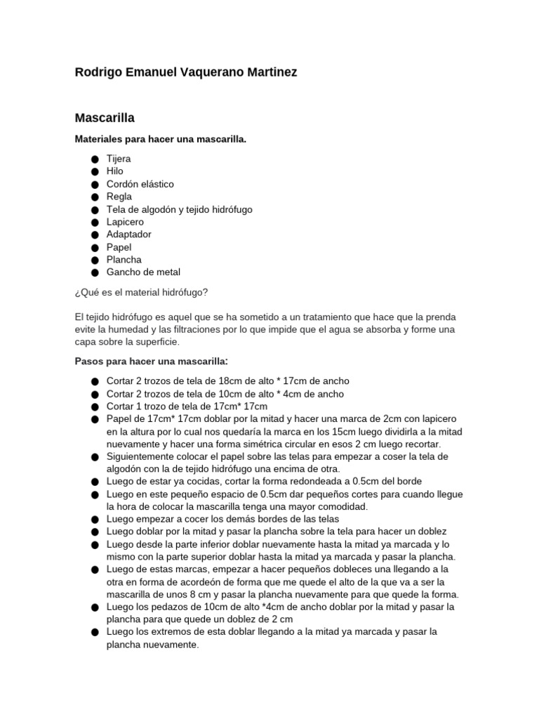 Mascarilla MIV | PDF | Textiles