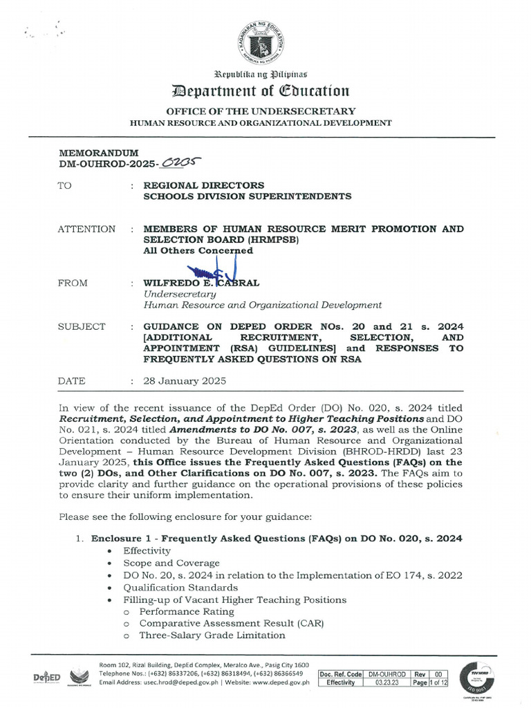 DM OUHROD 2025 0235 GUIDANCE ON DEPED ORDER NOs. 20 and 21 S. 2024 ...