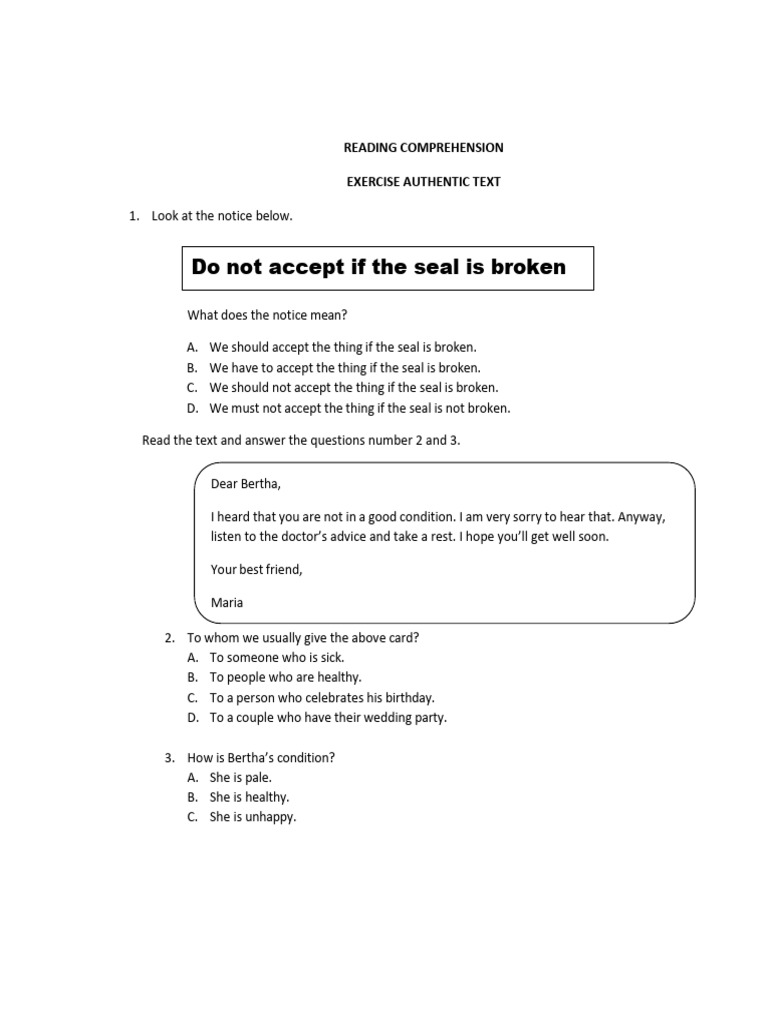 Reading Comprehension Exercises | PDF
