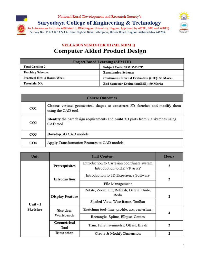 Computer Aided Product Design 3rd Sem MDM I | PDF | Geometry ...