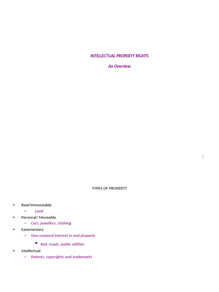 Overview of IPR | PDF | Intellectual Property | Trademark