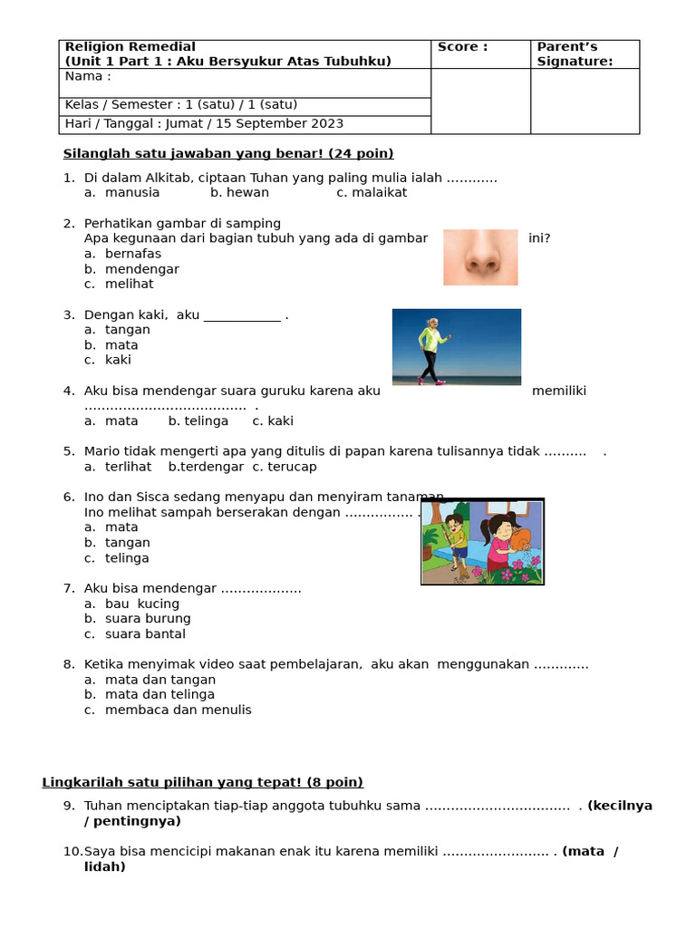 Religion Remidial Unit 1.1 Grade 1 2022-2023 | PDF