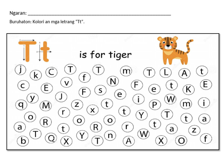 Coloring Letter TT Worksheet | PDF