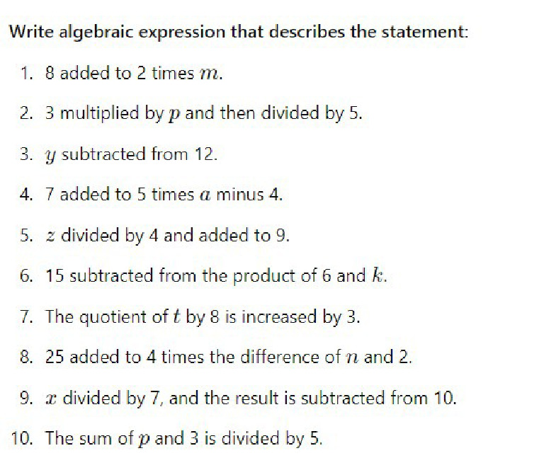 Convert algebraic expressions part 1 | PDF
