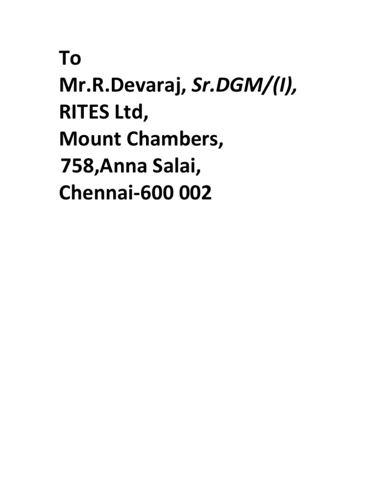 RITES Ltd Address in Chennai | PDF